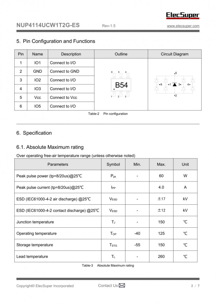 NUP4114UCW1T2G-ES datasheet page 2