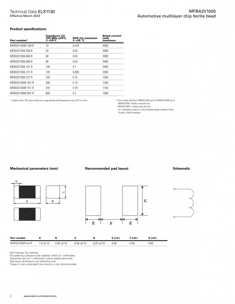 MFBA2V1005-121-R technical document page 2
