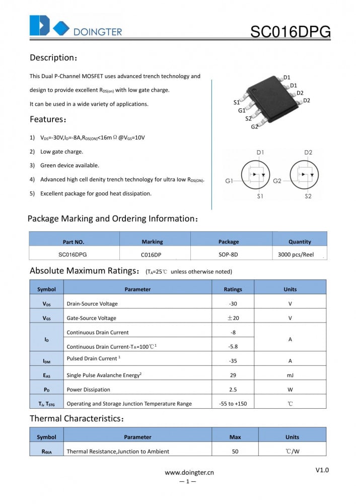 SC016DPG datasheet page 1