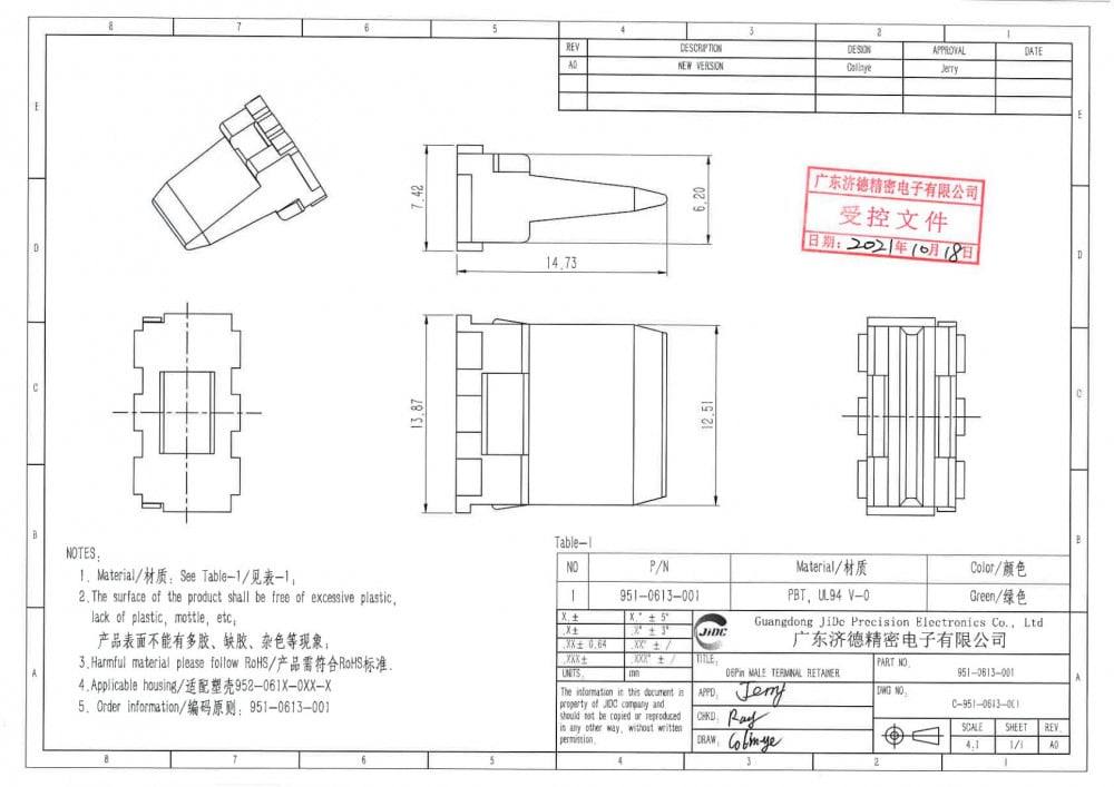 JIDC 951-0613-001 technical document preview