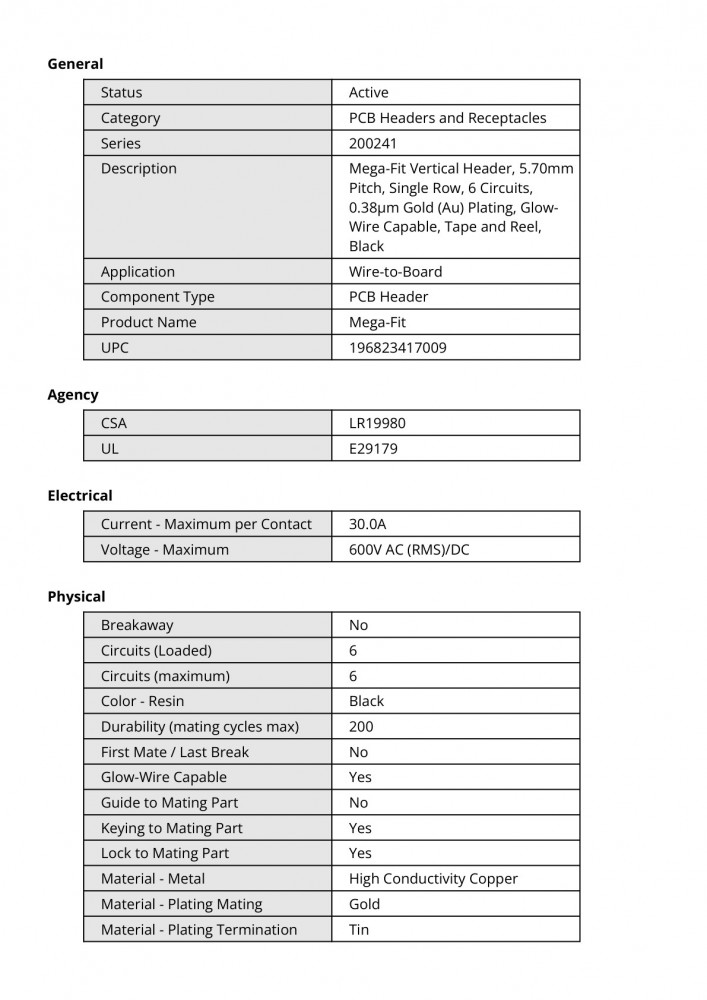 Technical document image 2 for MOLEX 2002411726