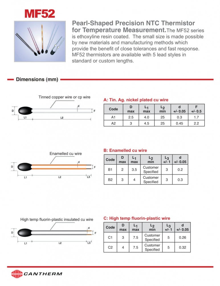 Cantherm MF52 datasheet page 2