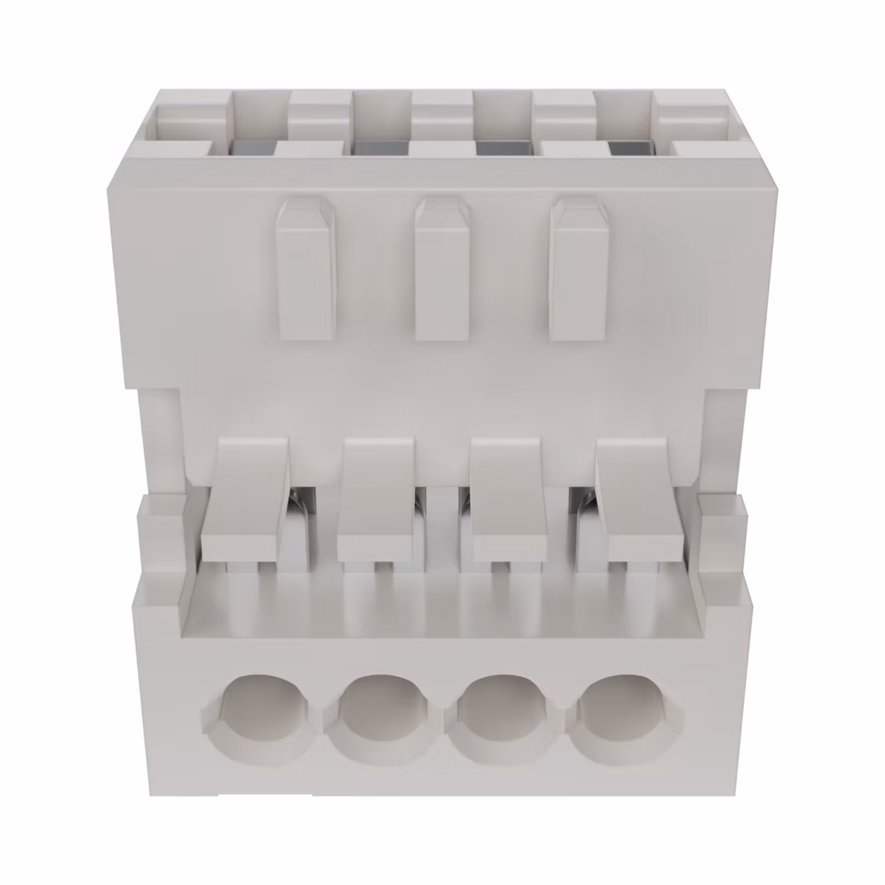 Appli-Mate RAST 2.5 IDT Housing, 2.50mm Pitch, Female, 4 Circuits, Beaded Terminal, Position Keys A & E Removed, Slotted Endwalls for sale