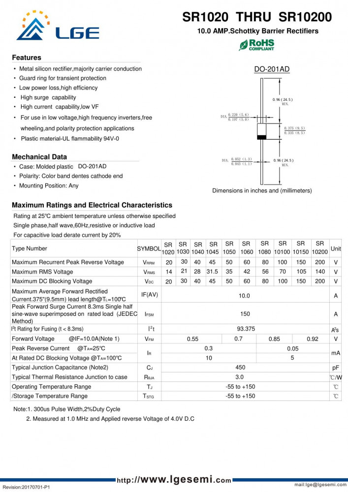 LGE SR1045 datasheet page 1
