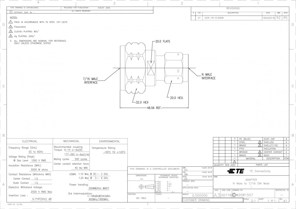 TE Connectivity 2081557-1 technical drawing preview