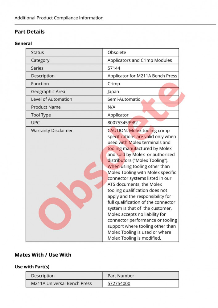 Molex 571443000 tooling document image 2