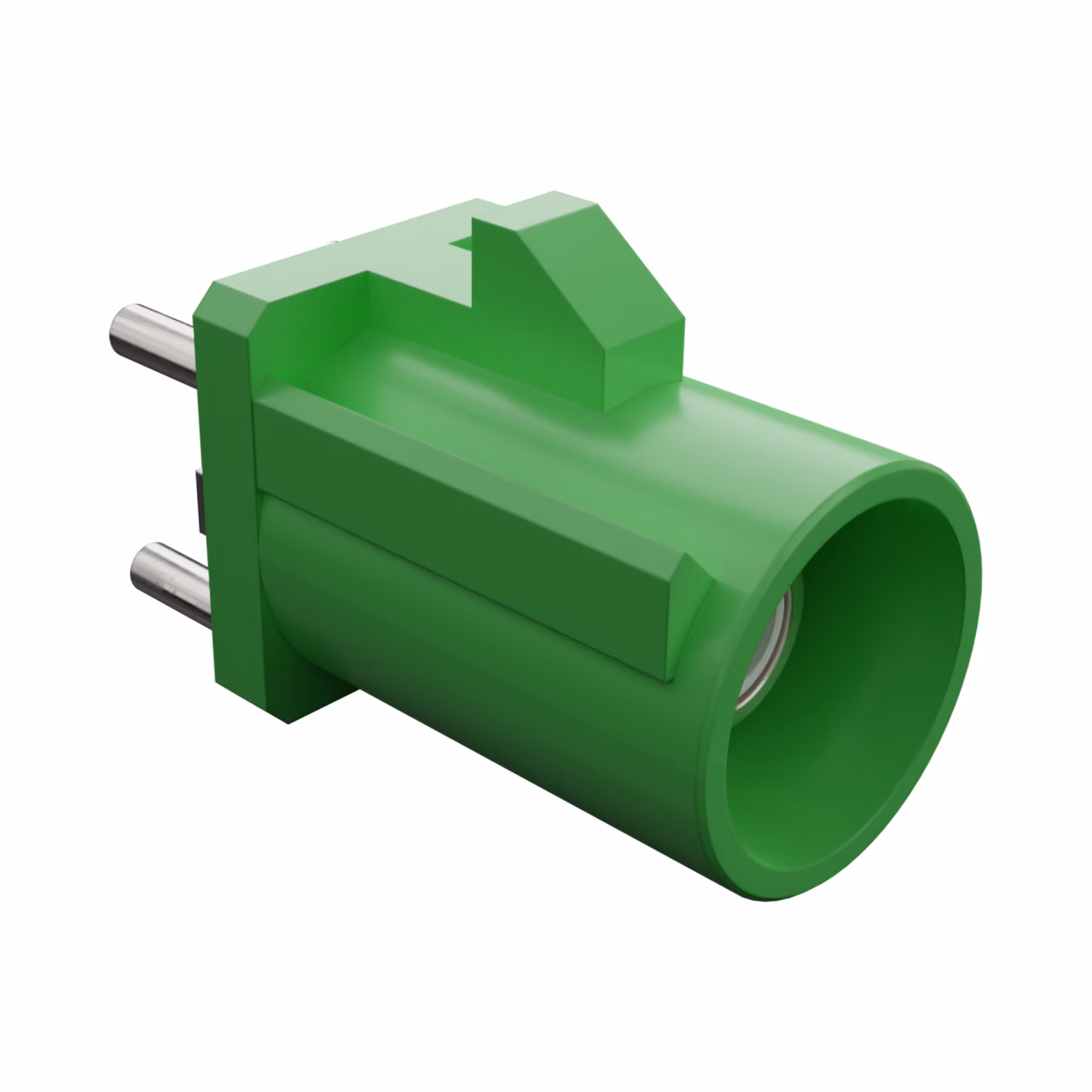 FAKRA Jack, Straight, PCB Receptacle, Through Hole, Die Cast Body, Tin (Sn) Plated, Keying Code N, Pastel Green, 50 Ohms for sale