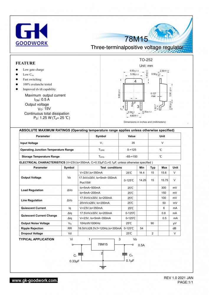 GOODWORK 78M15 datasheet page 1