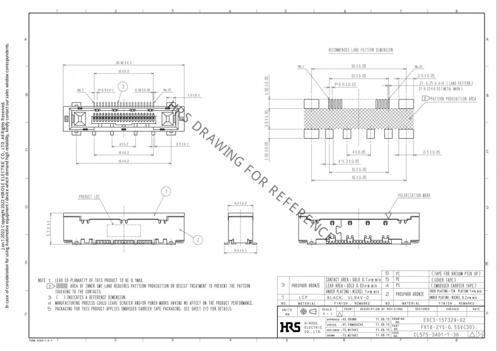 HRS FX16-21S-0.5SV(30) drawing page 1