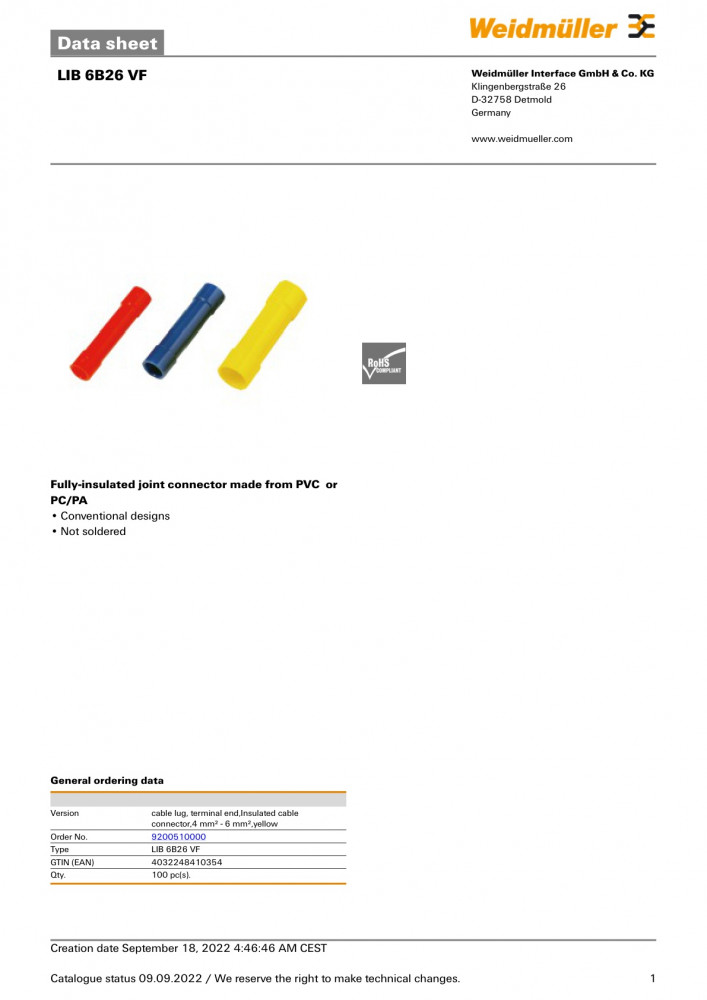 WEIDMULLER 9200510000 document page 1