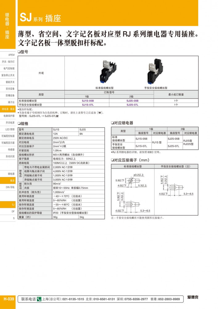 IDEC SJ series relay socket document page 3
