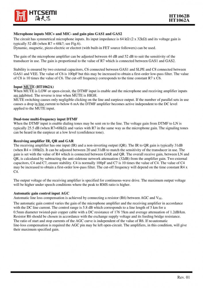 HT1062B datasheet page 9
