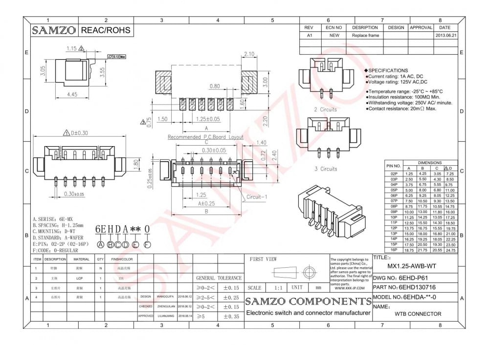 SAMZO 6EHDA030 technical drawing page