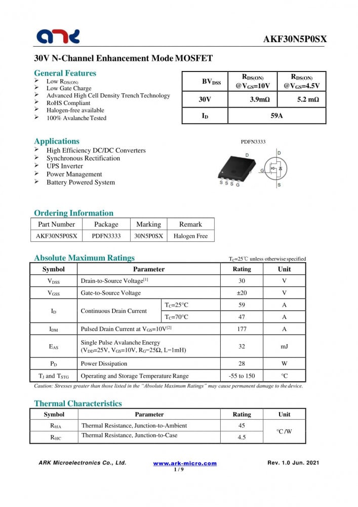 AKF30N5P0SX datasheet page 1