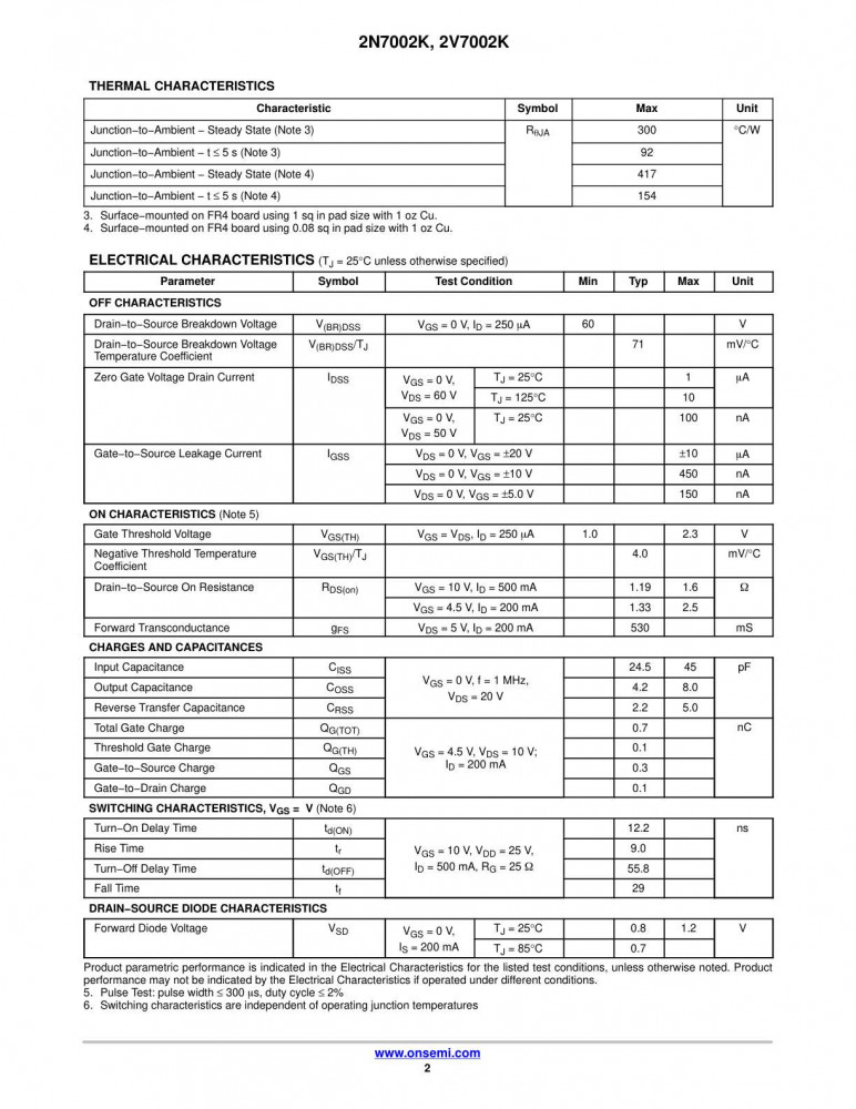 2N7002KT1G datasheet page 2