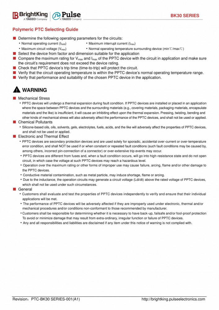 BK30 series datasheet page 4