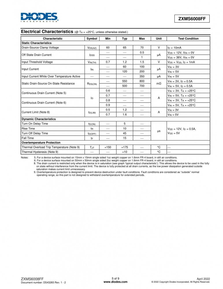 ZXMS6008FF-7 datasheet page 5
