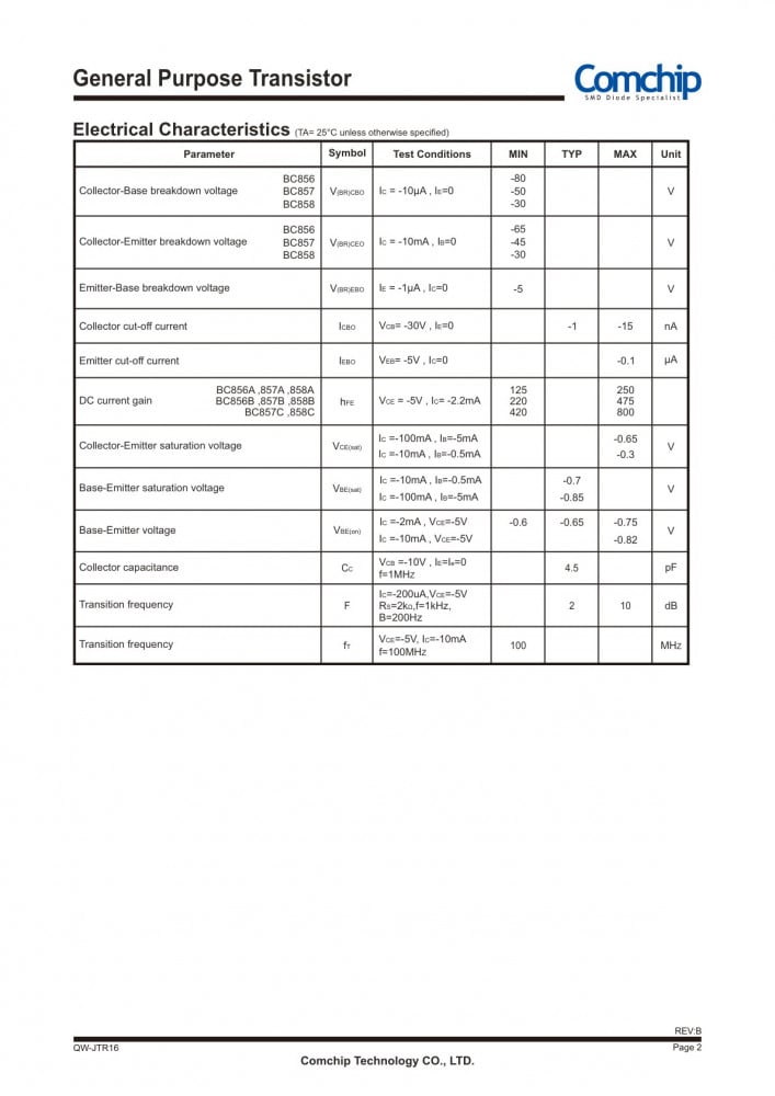BC856B-HF datasheet page 2
