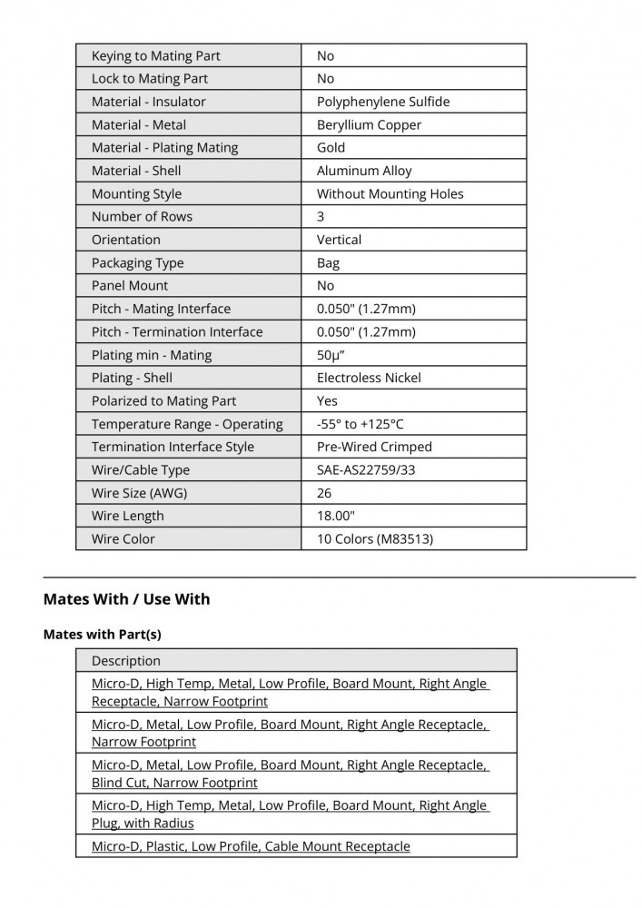 Technical document page 2 for MQ-312-051-161-00Y3