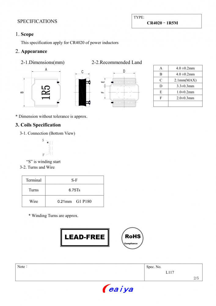 CR4020-1R5M approval specification page 3