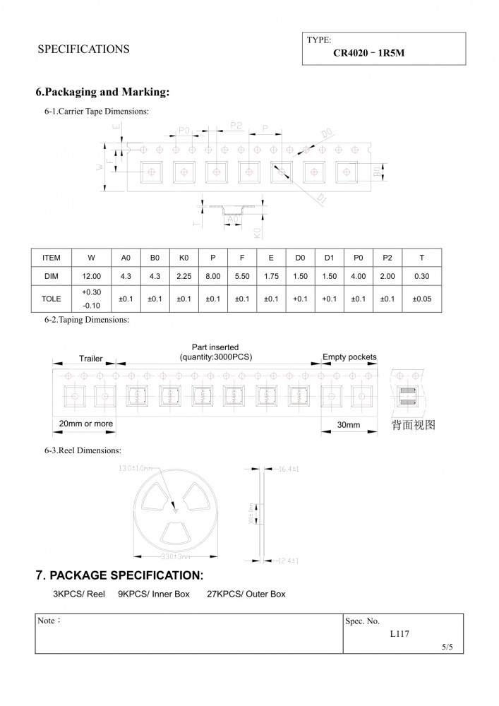 CR4020-1R5M approval specification page 6