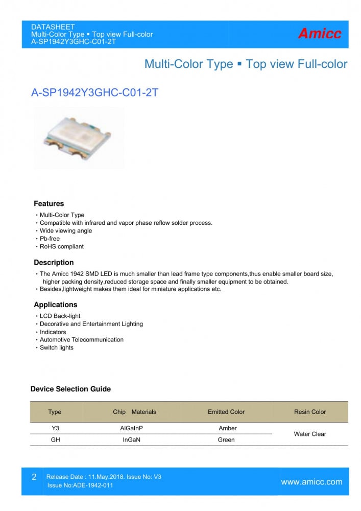 A-SP1942Y3GHC-C01-2T datasheet page 2