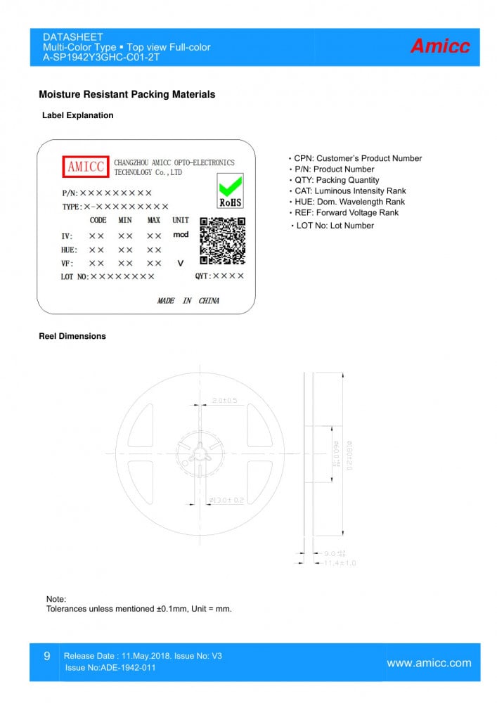 A-SP1942Y3GHC-C01-2T datasheet page 9