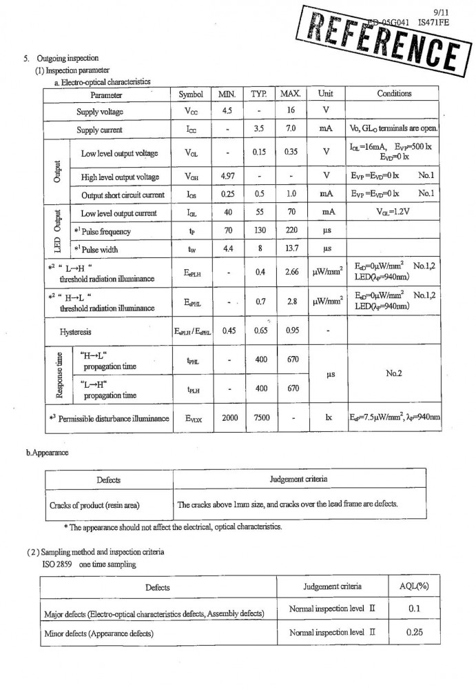 IS471FE specification page 10