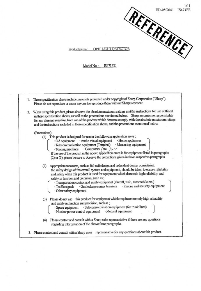 IS471FE specification page 2