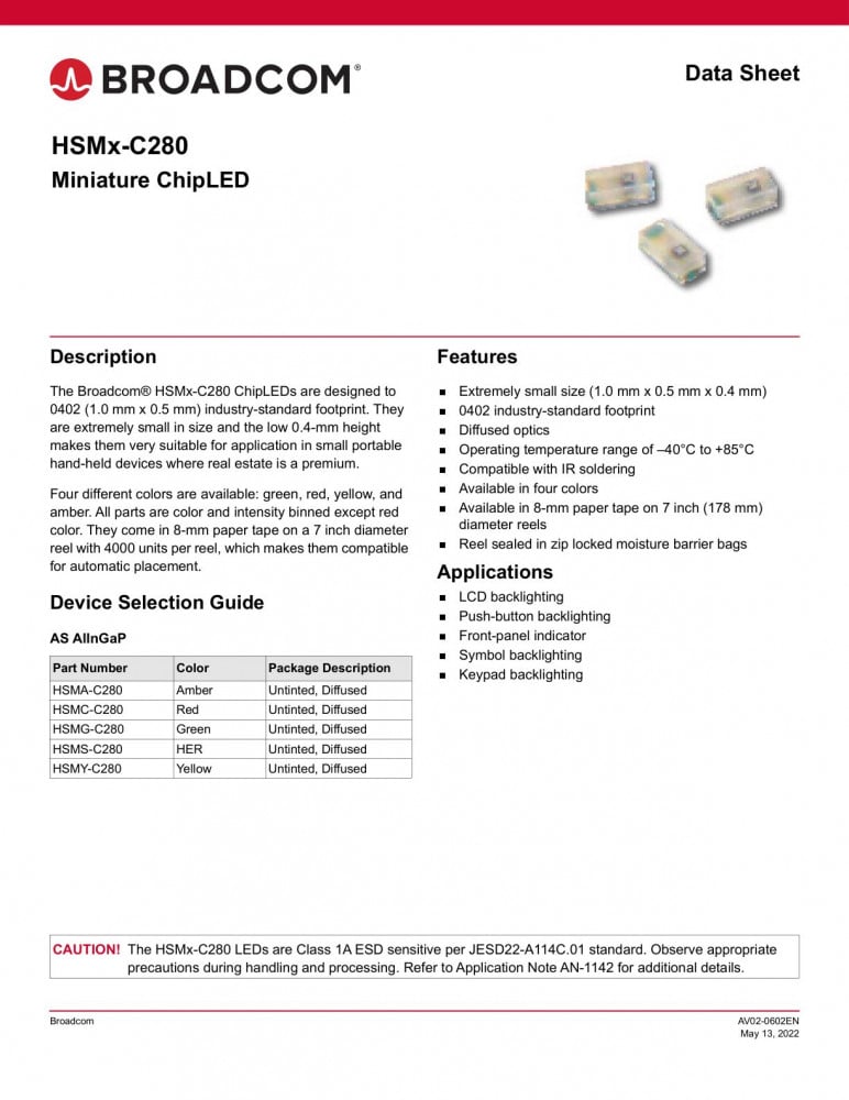 HSMG-C280 datasheet page 1