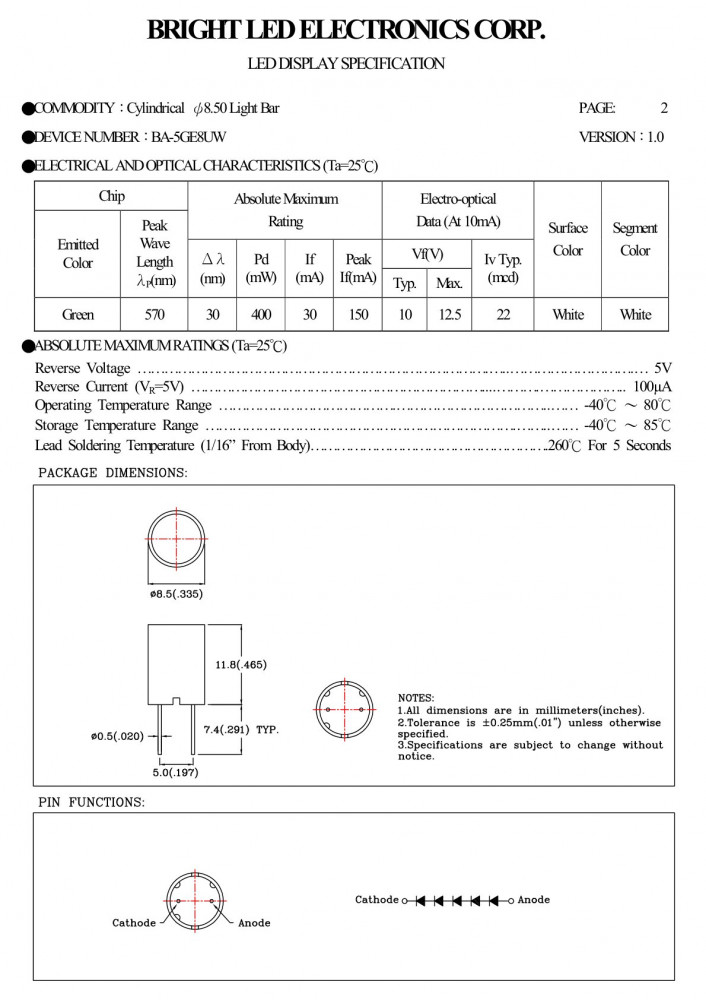 BA-5GE8UW datasheet page 1