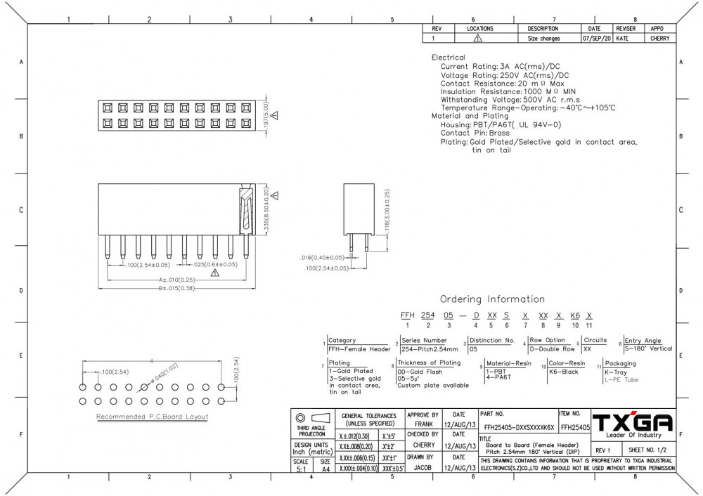 TXGA FFH25405 technical drawing page 3