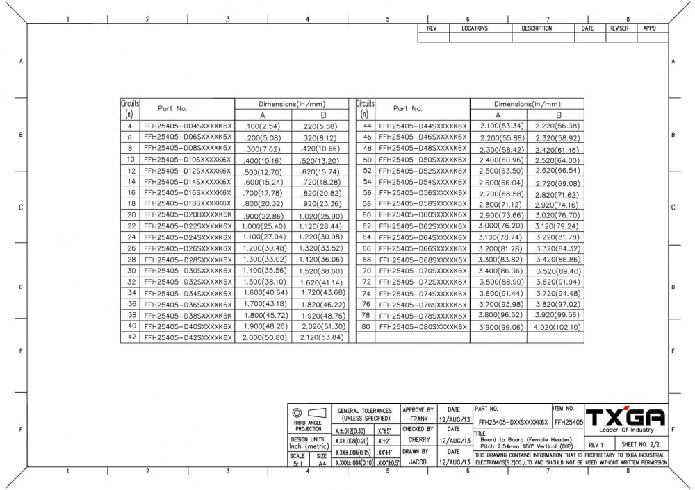 TXGA FFH25405 technical drawing page 4