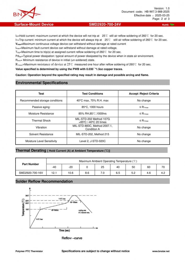 BNstar SMD2920-700-16V datasheet page 2