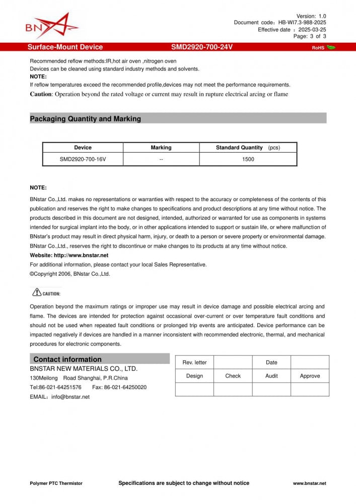 BNstar SMD2920-700-16V datasheet page 3