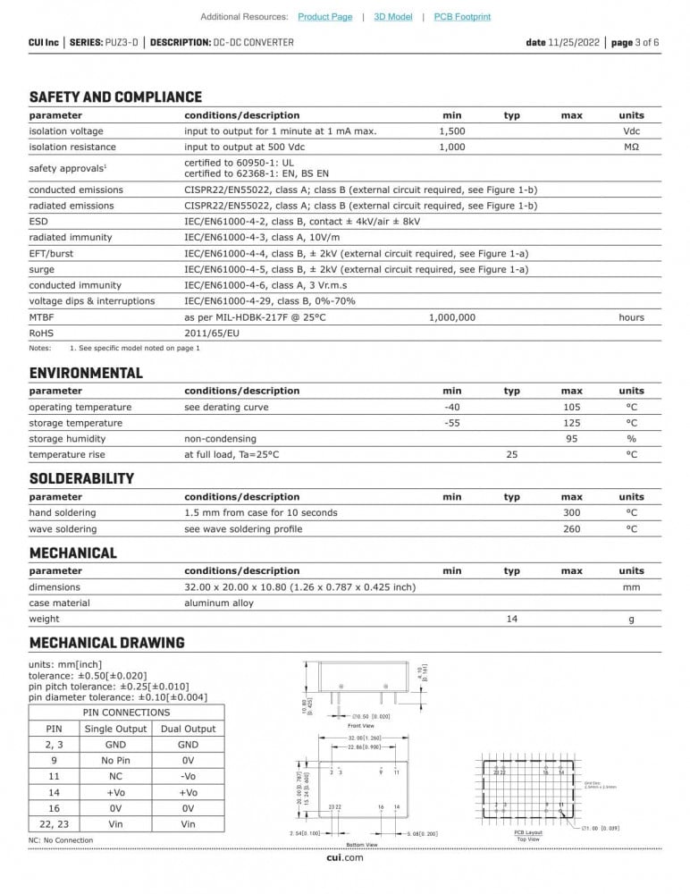 CUI PUZ3-D series datasheet page 3