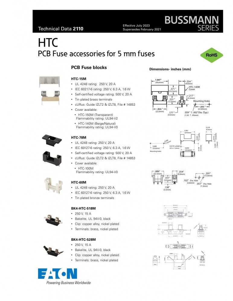 EATON HTC fuse accessories technical document page 1
