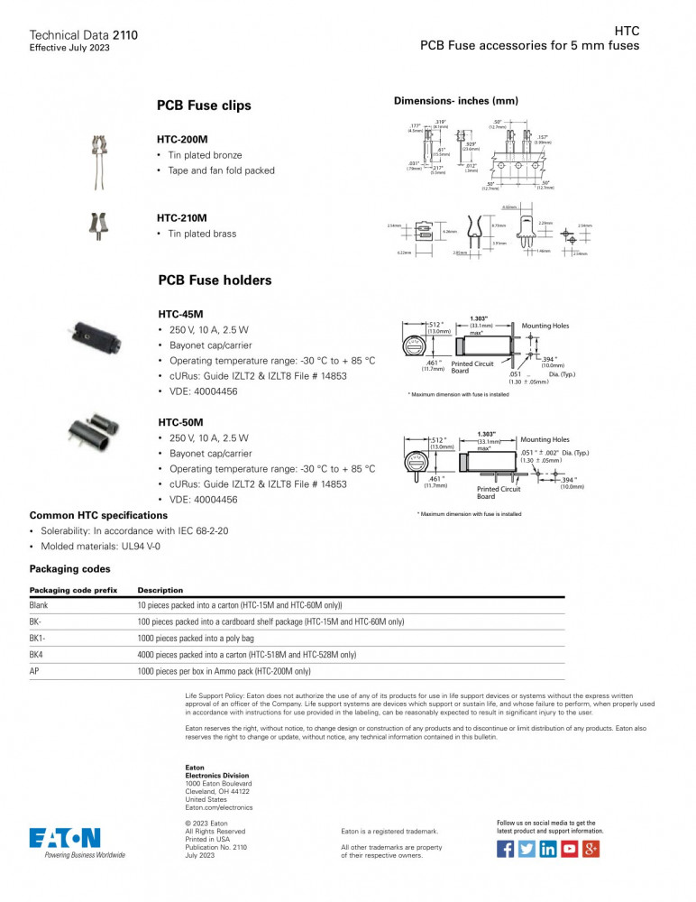 EATON HTC fuse accessories technical document page 2