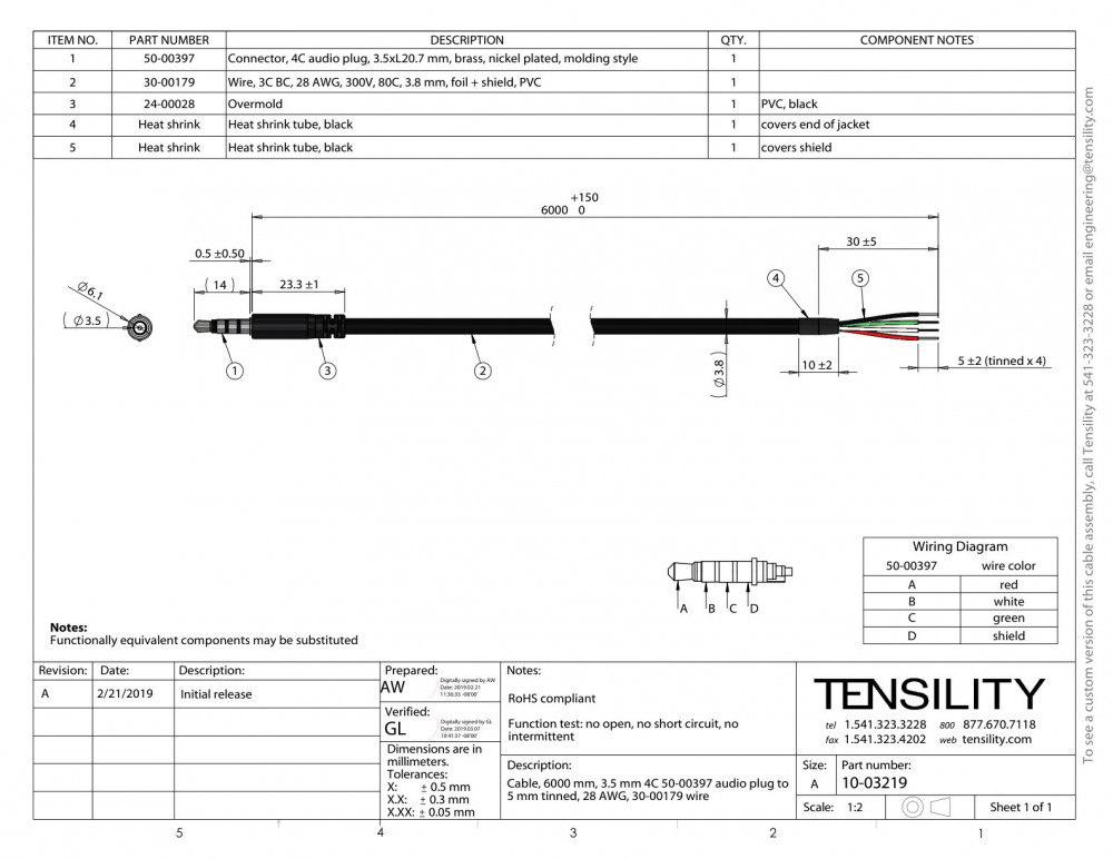Tensility International 10-03219 technical drawing preview