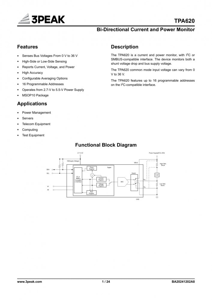TPA620 datasheet page 1