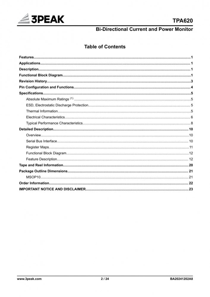 TPA620 datasheet page 2