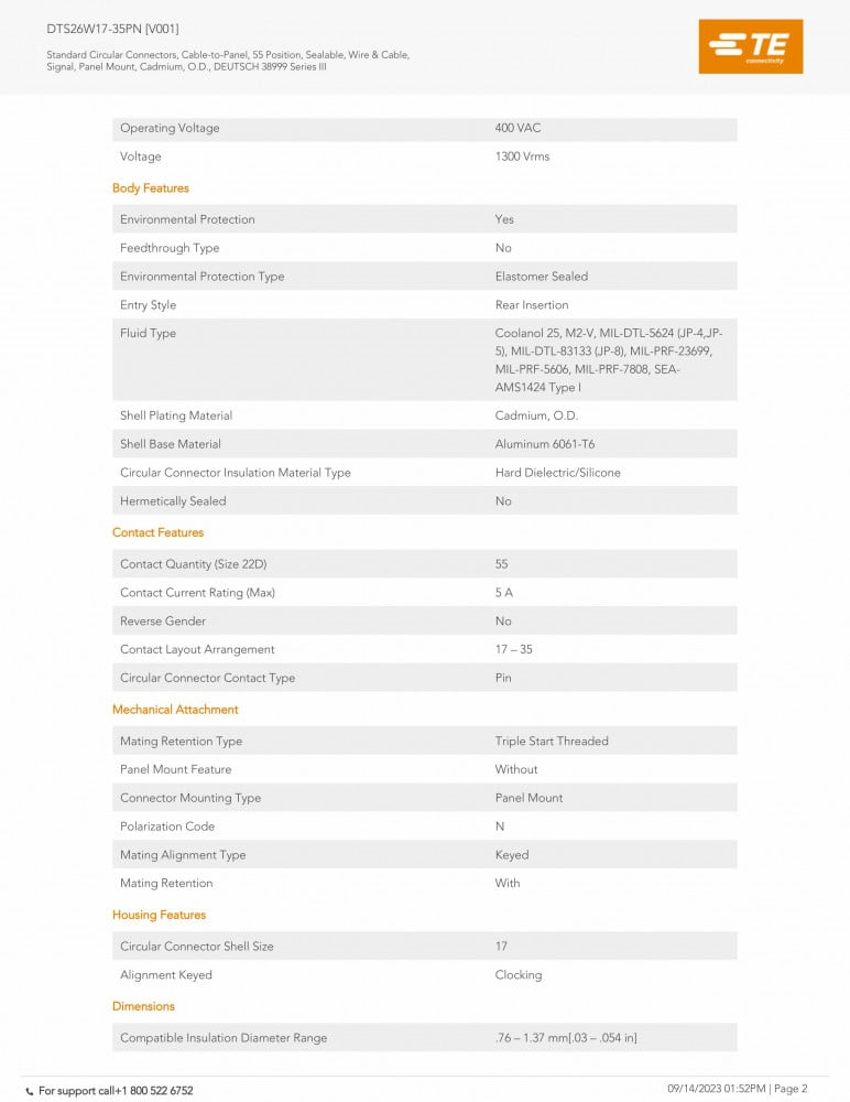 M39029/106-614 technical document page 2
