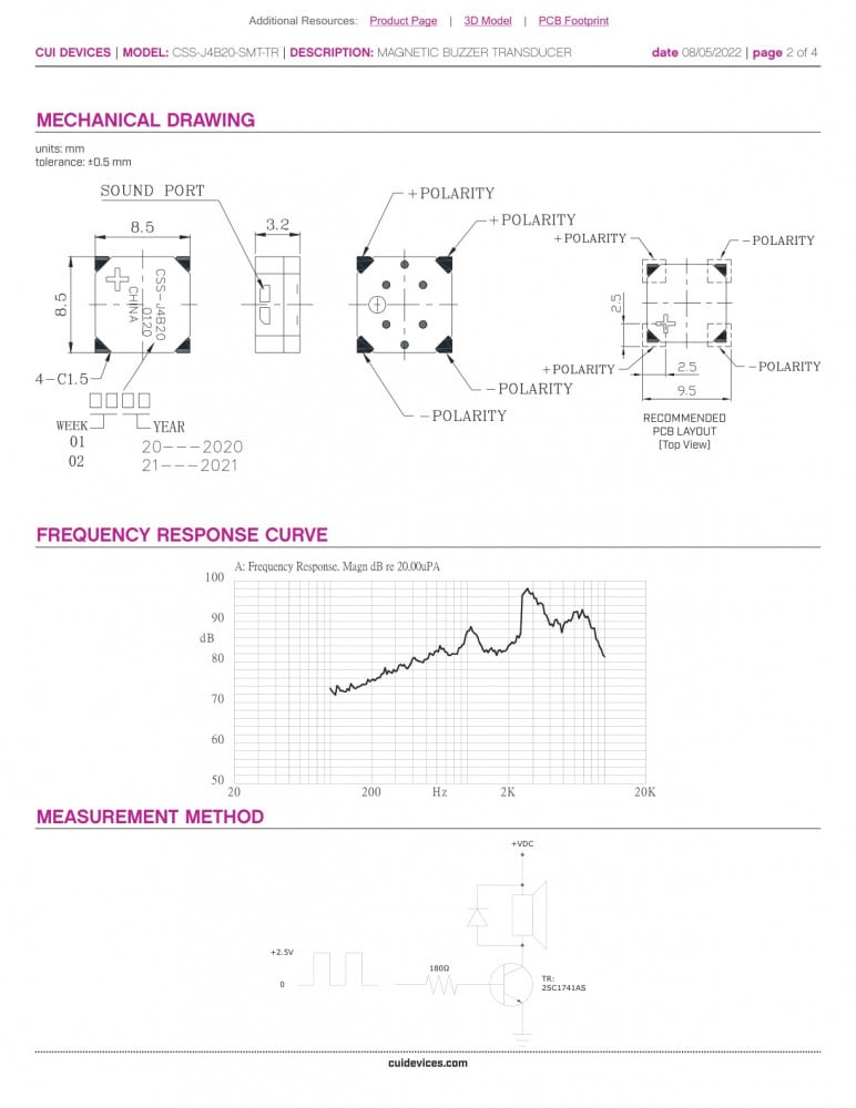 CSS-J4D20-SMT-TR technical document page 2