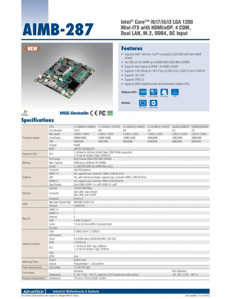 AIMB-287G2-00A1E technical document page 1
