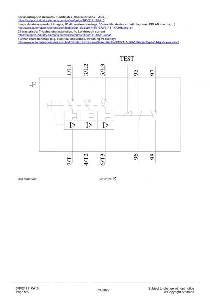 3RV21111KA10 datasheet page 5