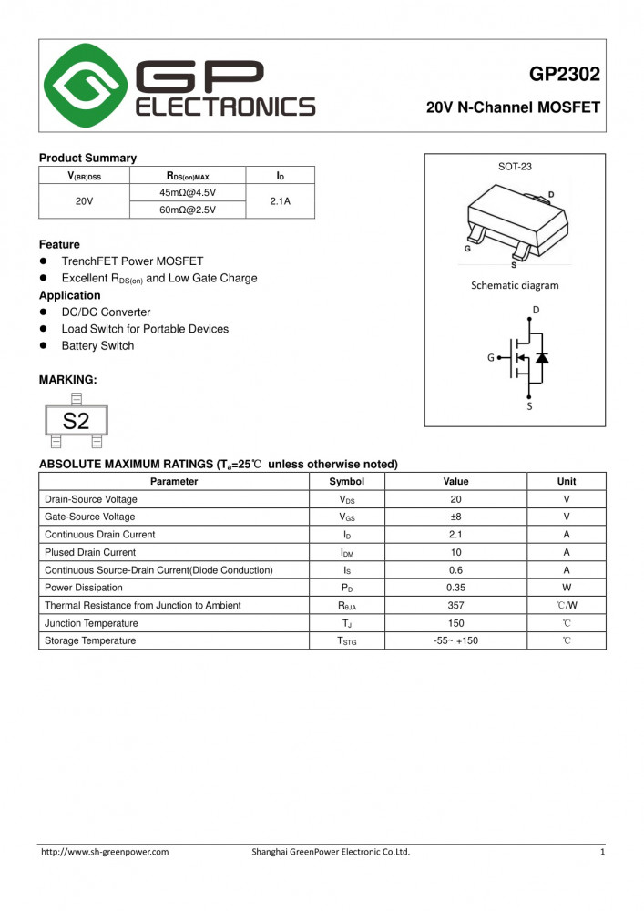 GP2302 technical document page 1