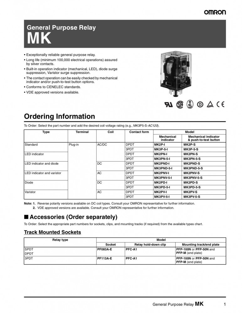 PF113A-E and MK relay documentation, page 1