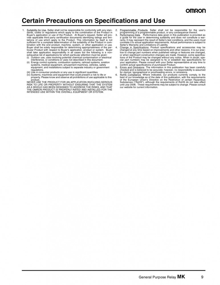 PF113A-E and MK relay documentation, page 9