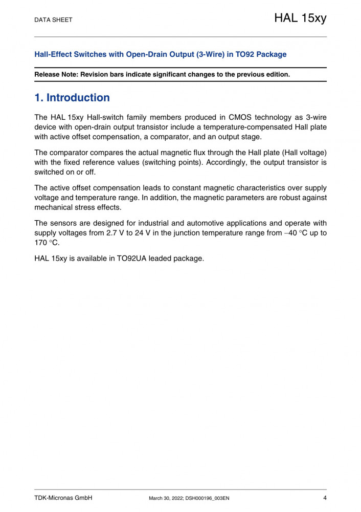 HAL1502UA technical document preview, page image 4