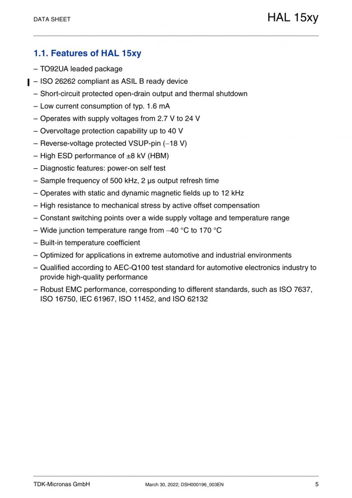 HAL1502UA technical document preview, page image 5